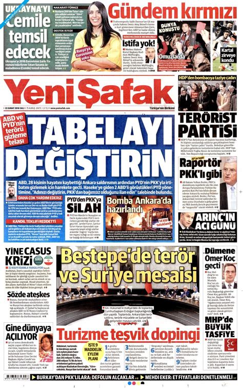 Yeni Şafak Gazetesi 23 Şubat 2016 Salı