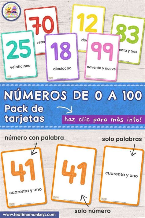 NÚMEROS DE 0 A 100 Tarjetas Didácticas Tea Time Monkeys en 2021