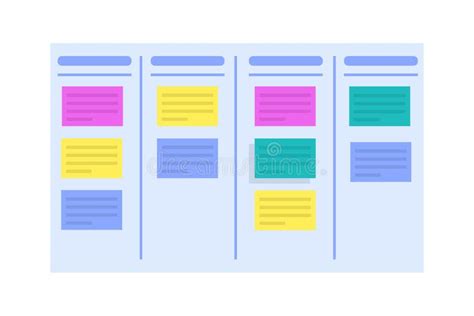 Scrum Or Canban Task Board Isometric Concept Notes For Agile Software