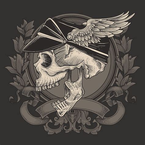 Premium Vector Vintage Skull Head With Angel Wings