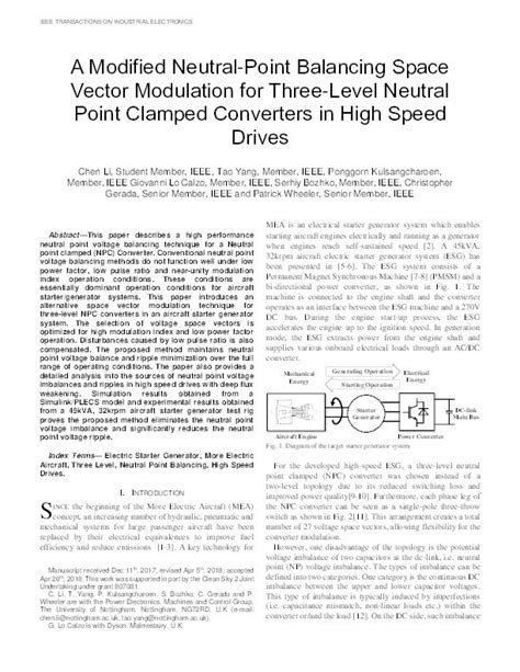 a modified neutral point balancing space vector modulation for three level neutral point clamped