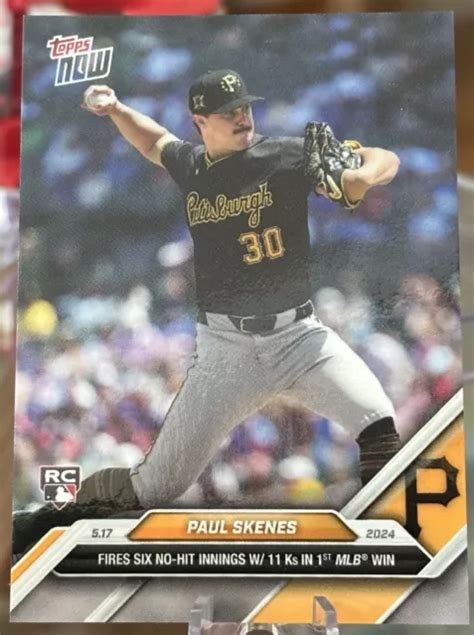 PAUL SKENES 2024 Topps Now 1st MLB Win 6 No Hit IP ROOKIE Card 201 RC