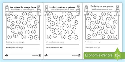 Colorier les lettres de mon prénom Hecho por educadores