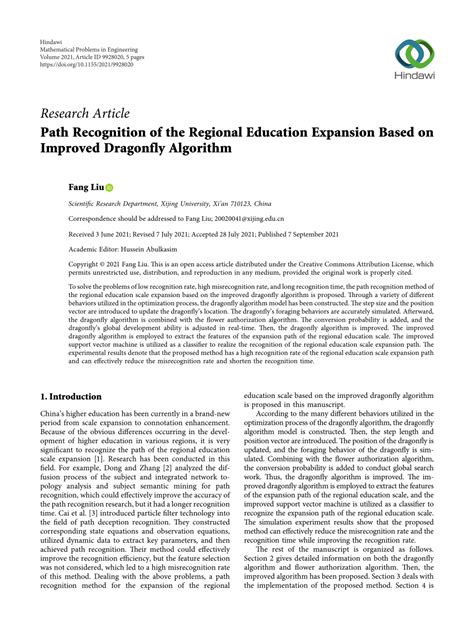 pdf path recognition of the regional education expansion based on improved dragonfly algorithm