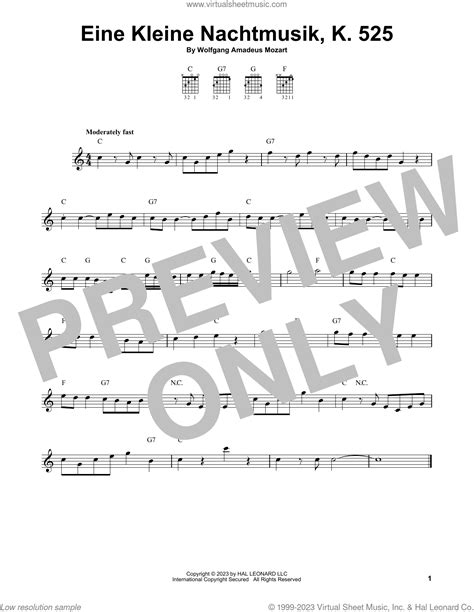 Eine Kleine Nachtmusik K 525 Sheet Music For Guitar Solo Chords
