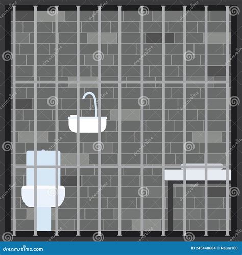 Cartoon Scene With Empty Prison Room Prison Cell Jail Interior Room