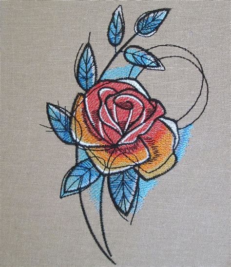 Rose Machine Embroidery Designs Rose Embroidery Flowers Etsy UK