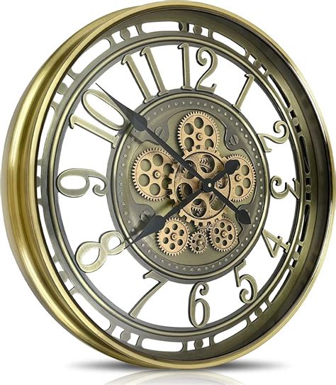 Amazon de DORBOKER Wanduhr Groß mit Beweglichen Zahnrädern Moderne