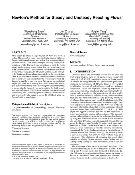 pdf newton s method for steady and unsteady reacting flows