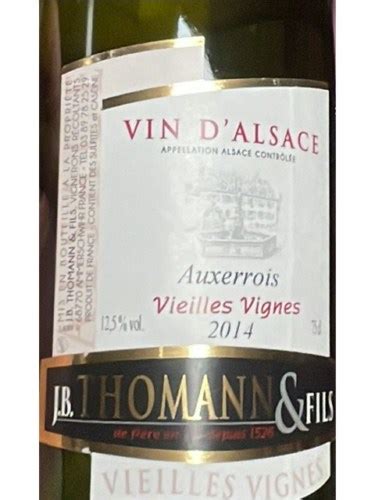 JB Thomann Fils Vieilles Vignes Auxerrois Vivino US