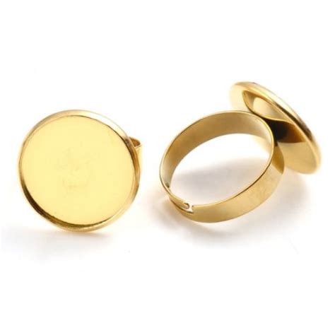 RVS Basis Ring Voor 16mm Cabochon Goud Xitin Beads Jewelry