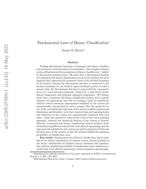 pdf fundamental laws of binary classification