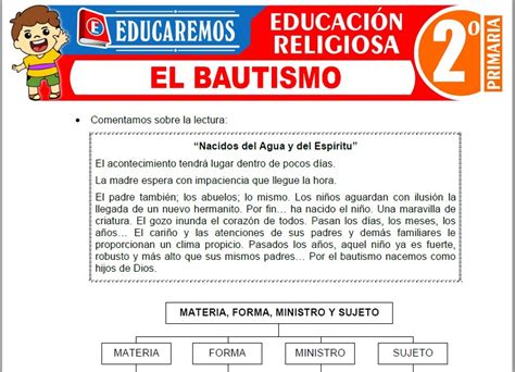 El Bautismo Para Segundo De Primaria Fichas GRATIS