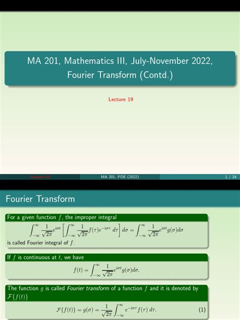ma201 lecture19 handout pdf partial differential equation fourier transform