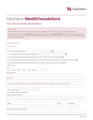 Fillable Online Tax File Number Declaration Clearview Au Fax