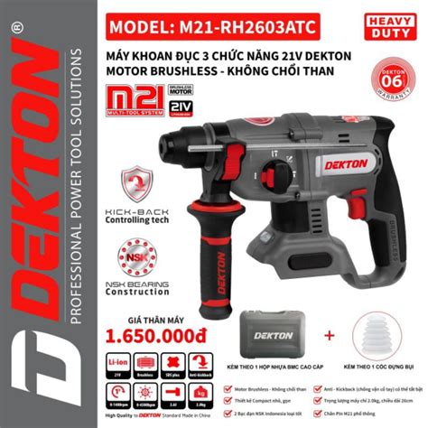 Máy khoan bê tông pin 21v Dekton M21 RH2603ATC Shopee Việt Nam