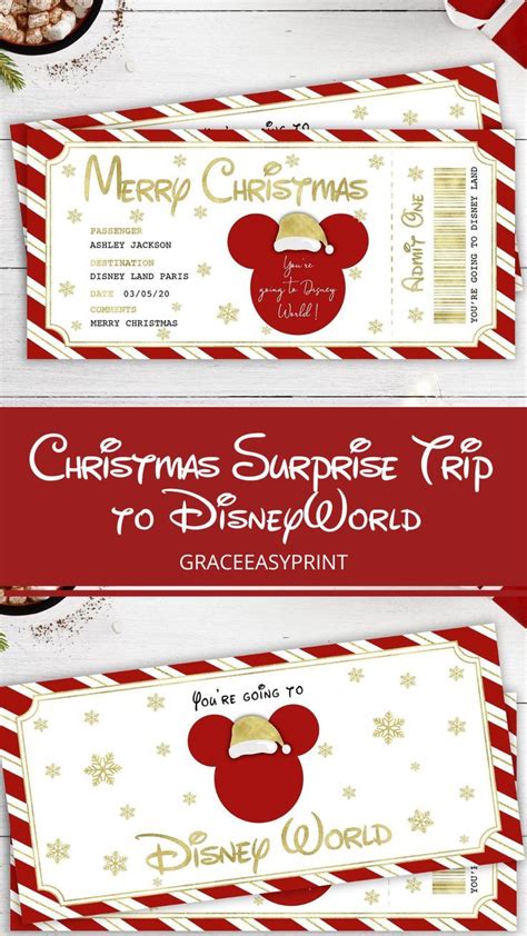 Printable Christmas Theme Park Ticket Christmas Gift Template Etsy