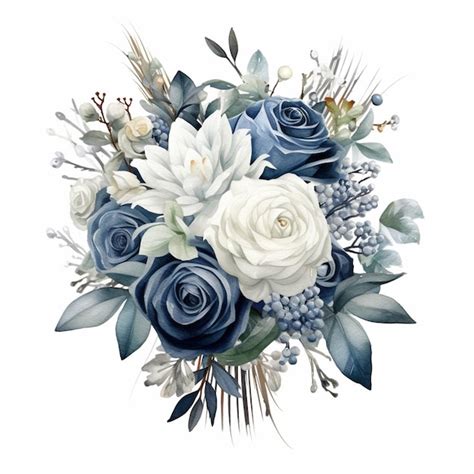 Premium Ai Image There Is A Bouquet Of Flowers With Blue And White