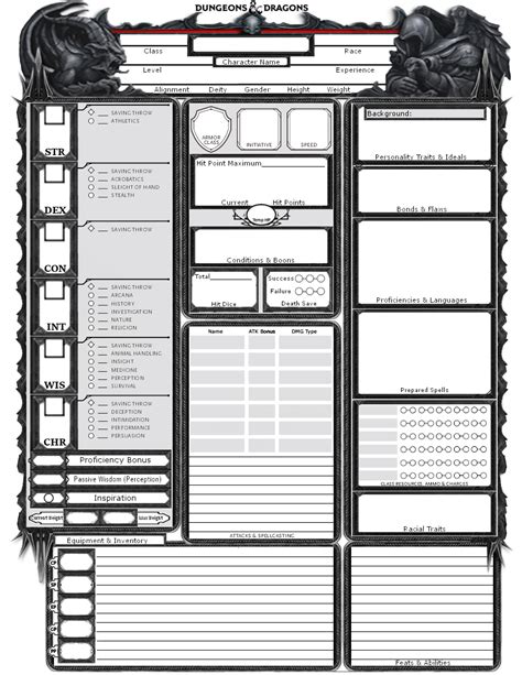 Dnd Character Sheet Rpg Character Sheet Character Sheet