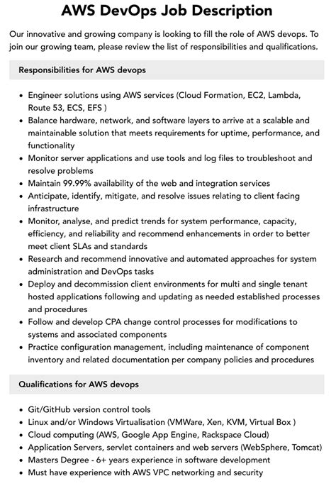 AWS DevOps Job Description Velvet Jobs