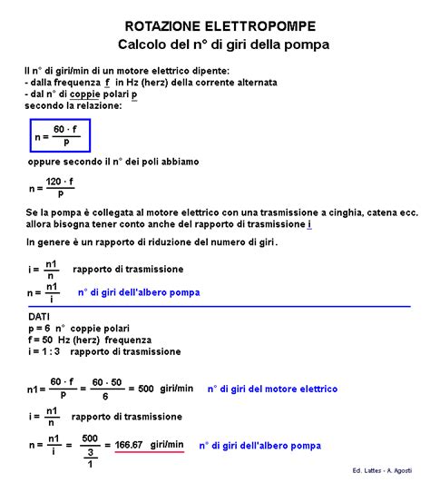 Rotazione Elettropompe Calcolo Numero Di Giri Calcoli Online It