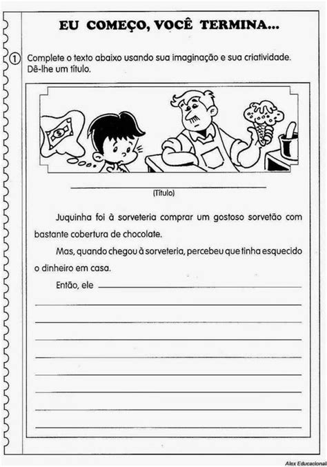 Atividades de Produção de texto para 5º Ano