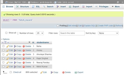 how to fetch data from database in php pdo using loop geeksforgeeks
