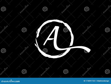 Carta a Escribir En Un Círculo Del Pincel En Iniciales Del Alfabeto Del