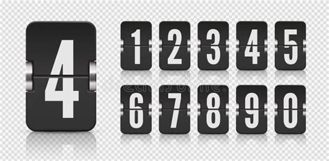 Set Of Flip Scoreboard Numbers With Reflections For Countdown Timer