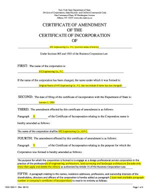 Fillable Online Acecny Certificate Of Amendment Of The Acec Ny