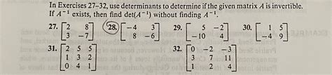 solved in exercises 27 32 use determinants to determine