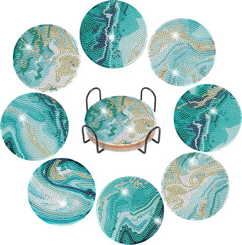 8 Stück Diamond Painting Untersetzer mit Halter Diamond Painting