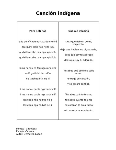 Canciones en Nahuatl y Español