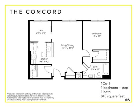 One Bedroom Apartment Floor Plans With Dimensions One Bedroom