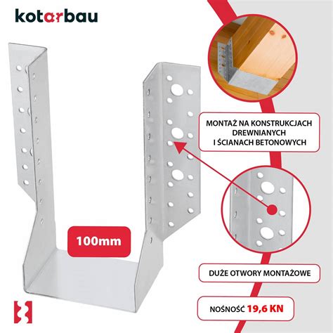 wieszak belki łącznik wspornik budowlany 100x200 mm 10 szt Kotarbau