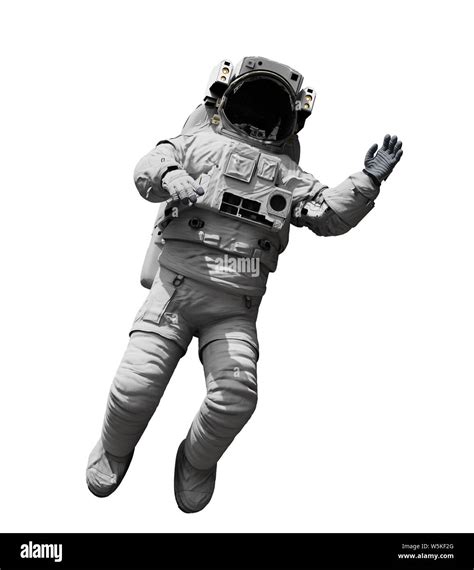 Astronaut Floating In Outer Space Isolated On White Background Stock