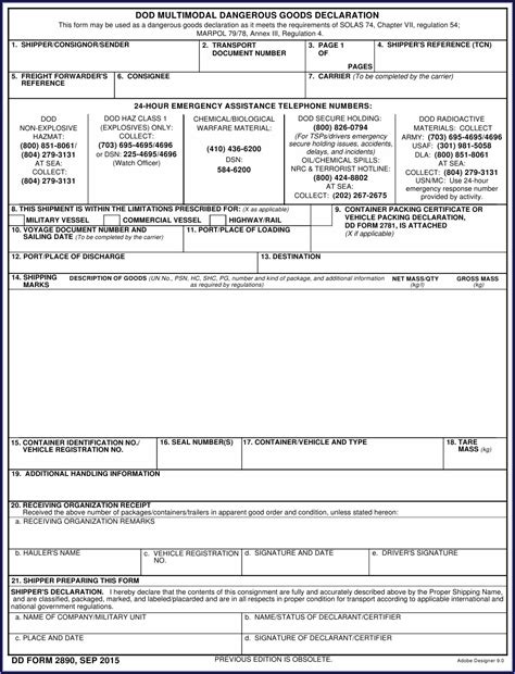 Dangerous Goods Declaration Form Canada Pdf Form Resume Examples