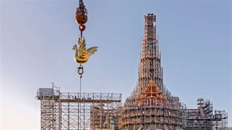Notre Dame de Paris Le coq brille à nouveau au sommet de la cathédrale