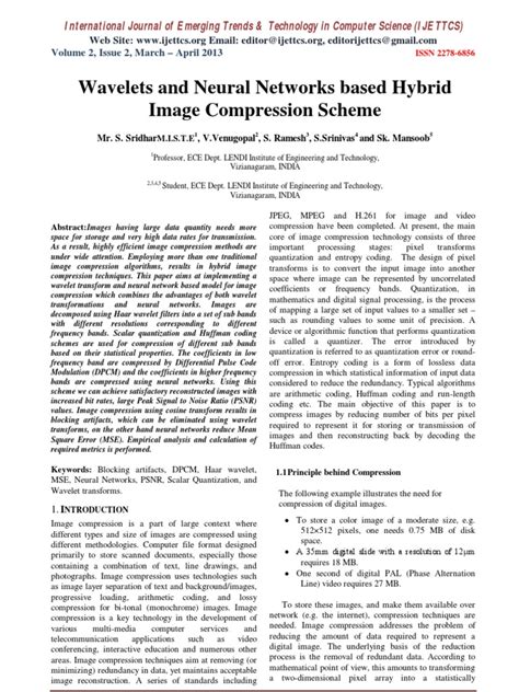 wavelets and neural networks based hybrid image compression scheme pdf data compression