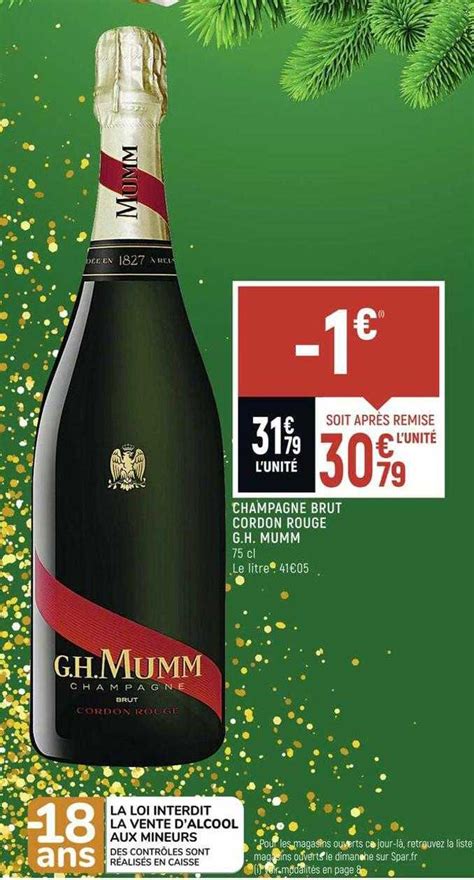 Promo Champagne Brut Cordon Rouge G H Mumm Chez Spar ICatalogue Fr