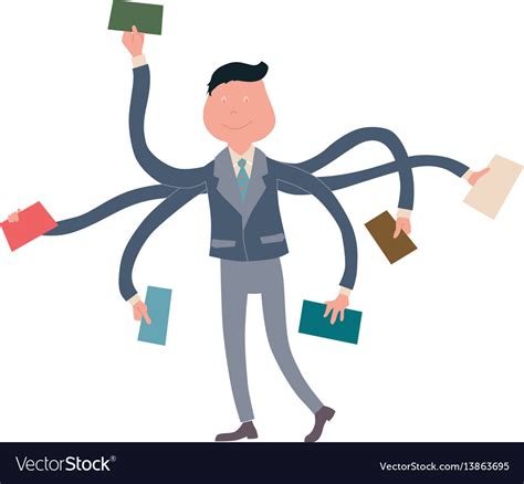 Businessman Multitasking With Multiple Arms Vector Image