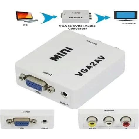 Mini Vga To Av Rca Converter With 3 5mm Audio Video Adapter 1080p