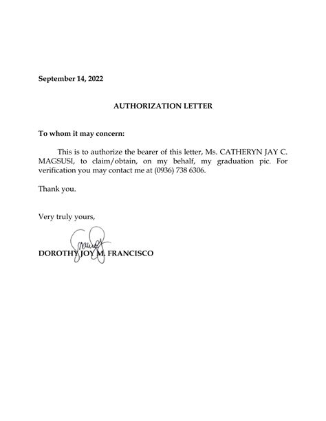 Authorization Letter To Collect Documents Discounted Sale