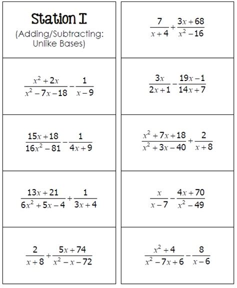 Rational Expressions Math Lib Activity All Things Algebra