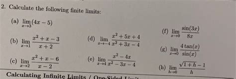 solved 2 calculate the following finite limits a lim