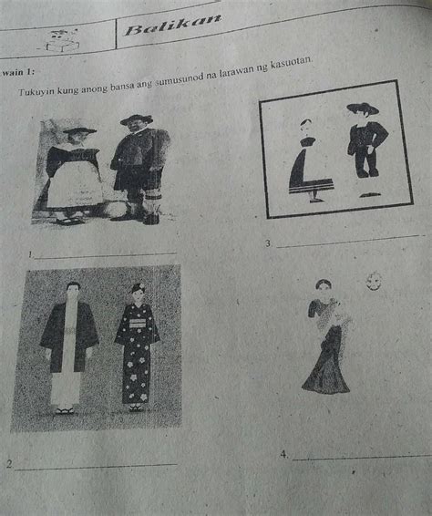 Tukuyin Kung Anong Bansa Ang Sumusunod Na Larawan Ng Kasuotan Brainly Ph