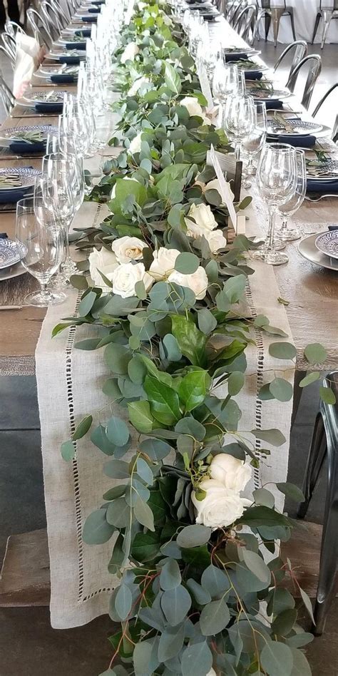 Lush Green Eucalyptus Garland Wedding Table Runner Countrywedding
