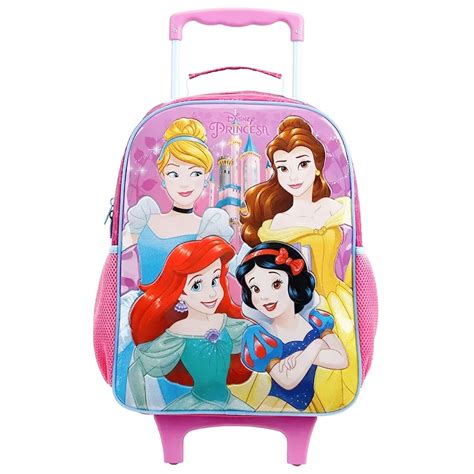 Kit mochila carrinho lancheira térmica e estojo Princesas R 16