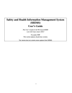 Fillable Online Safety And Health Information Management System SHIMS
