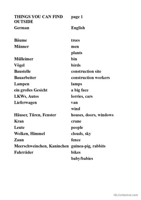 Outside English Esl Worksheets Pdf Doc